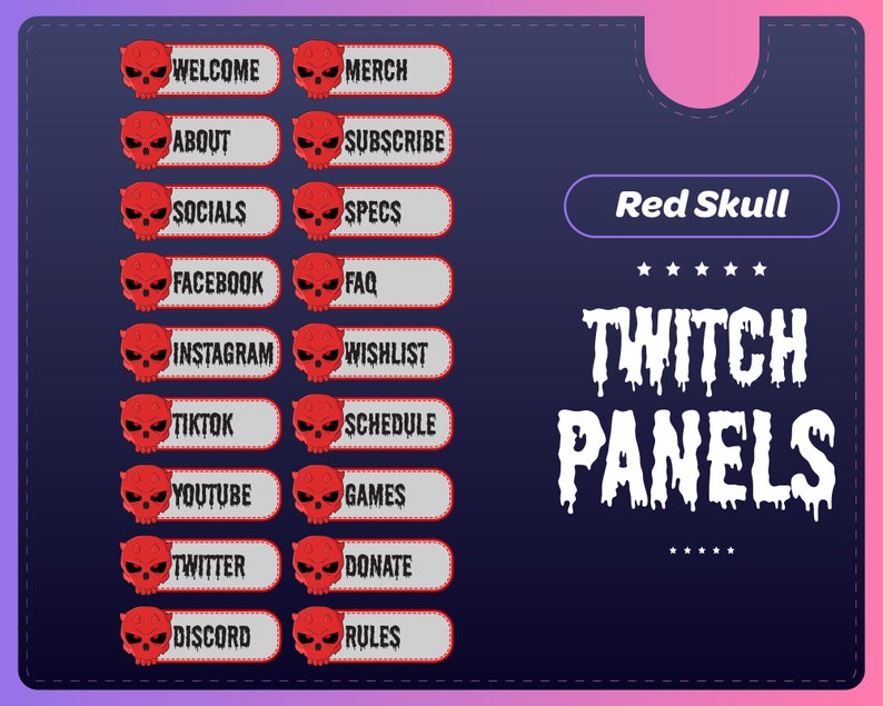 Red Skull Twitch Panel, Twitch and Discord Horror Panel Headers Twitch ...