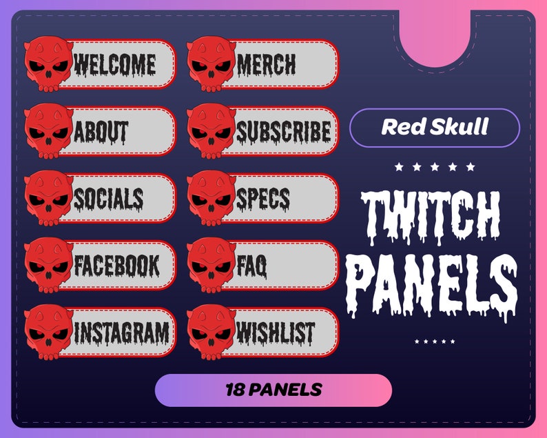 Red Skull Twitch Panel, Twitch and Discord Horror Panel Headers Twitch ...