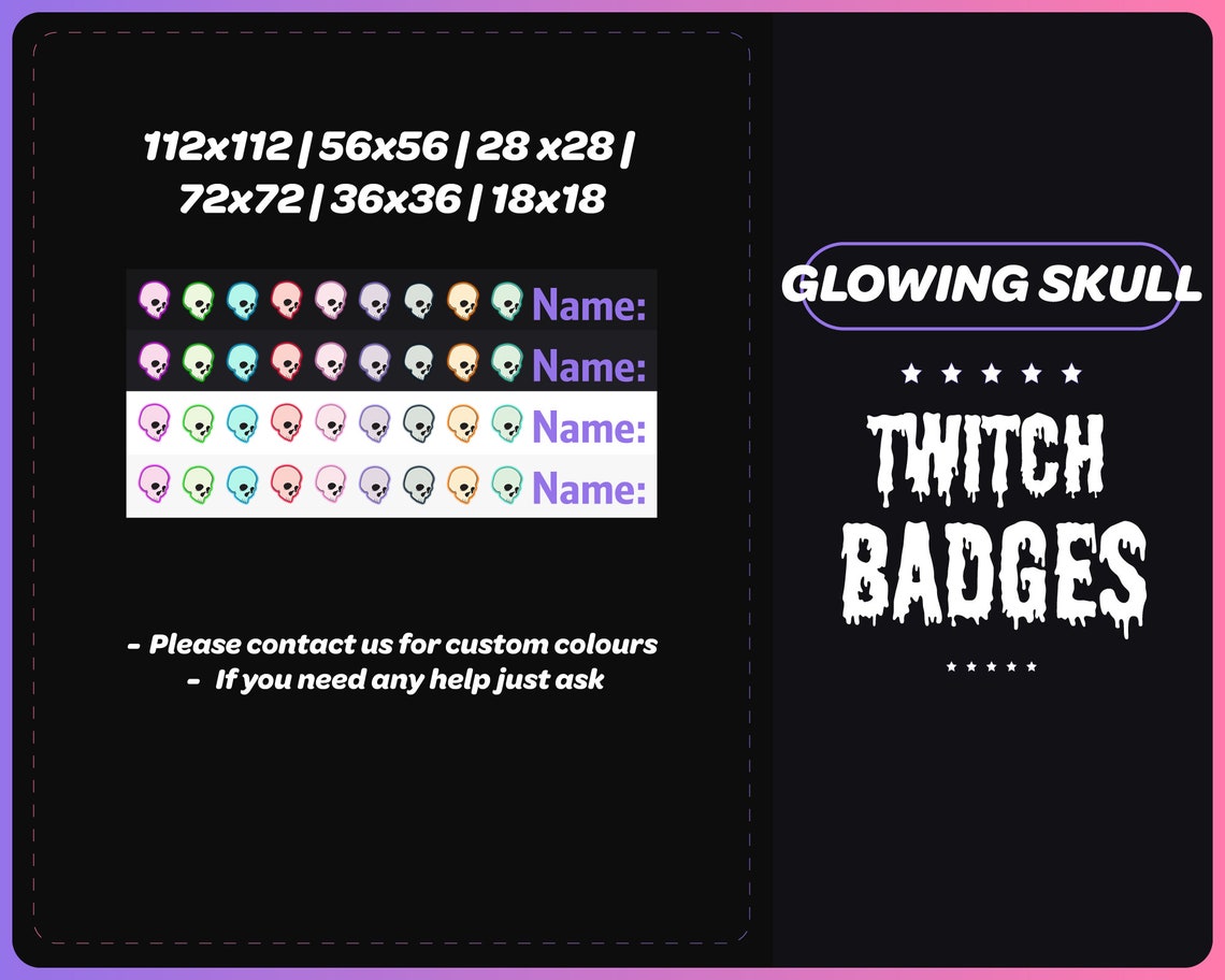 GLOWING SKULL Twitch Sub Badges | Colourful Sub Badges and Emotes for ...