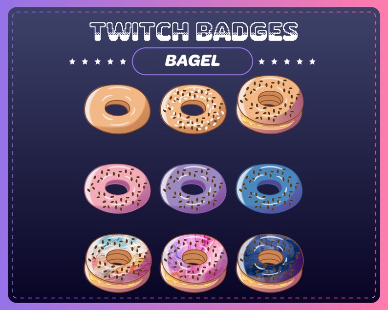 BAGEL Twitch Emote and Sub Badges Pack, Twitch and Discord Bagel ...