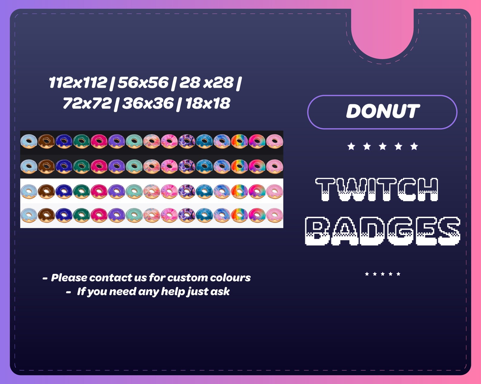 DONUT Twitch Emote and Sub Badges Pack, Twitch and Discord Iced Donut Subscriber Badge, - Etsy