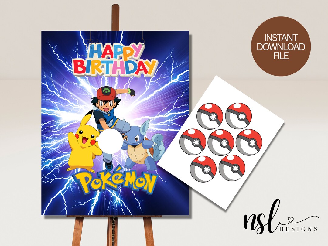 Pokemon Pin The Tail Game Pin The Pokeball Party Games Etsy