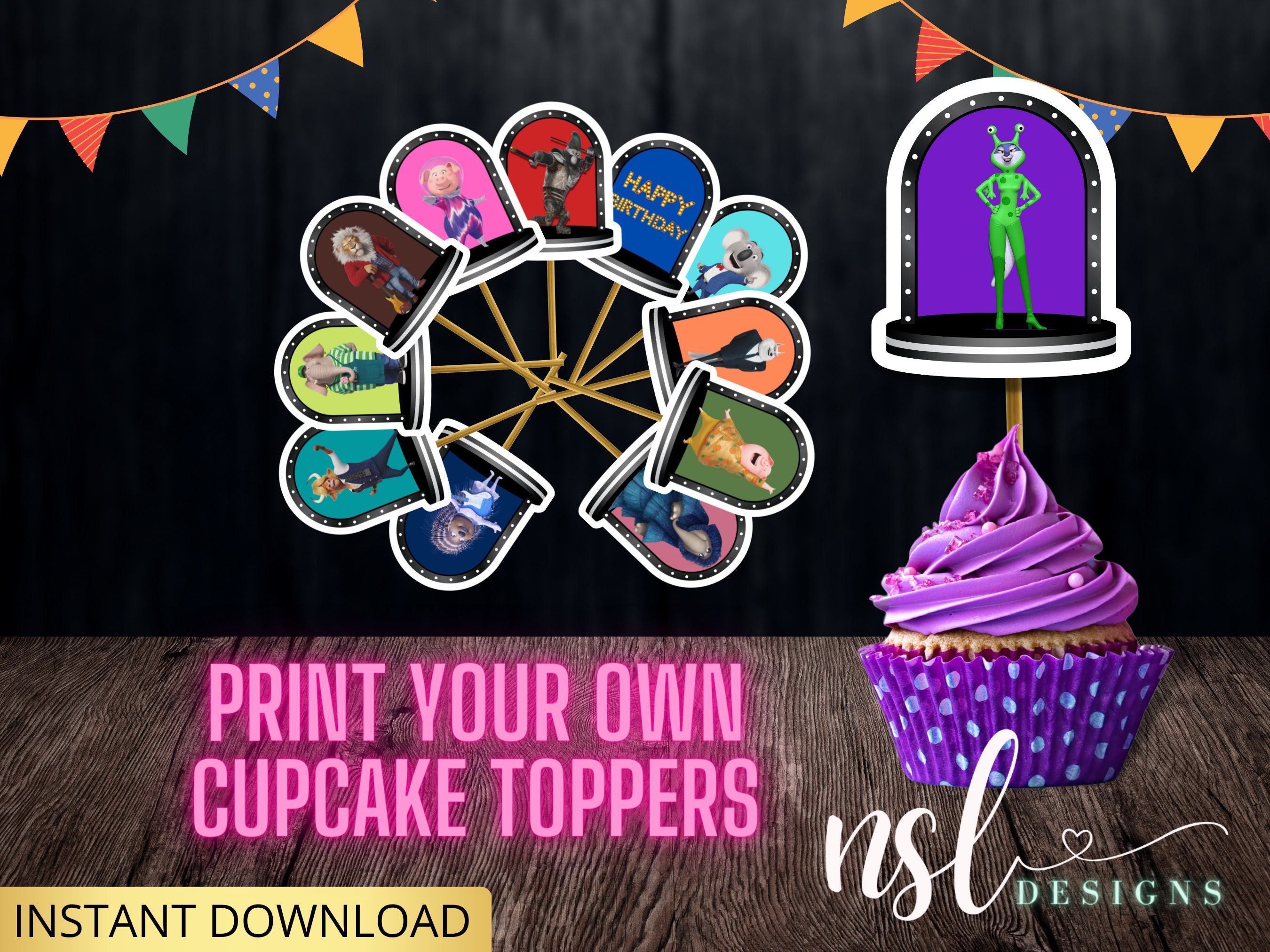 Sing 2 Cupcake Toppers Print Your Own Cupcake Toppers - Etsy Australia
