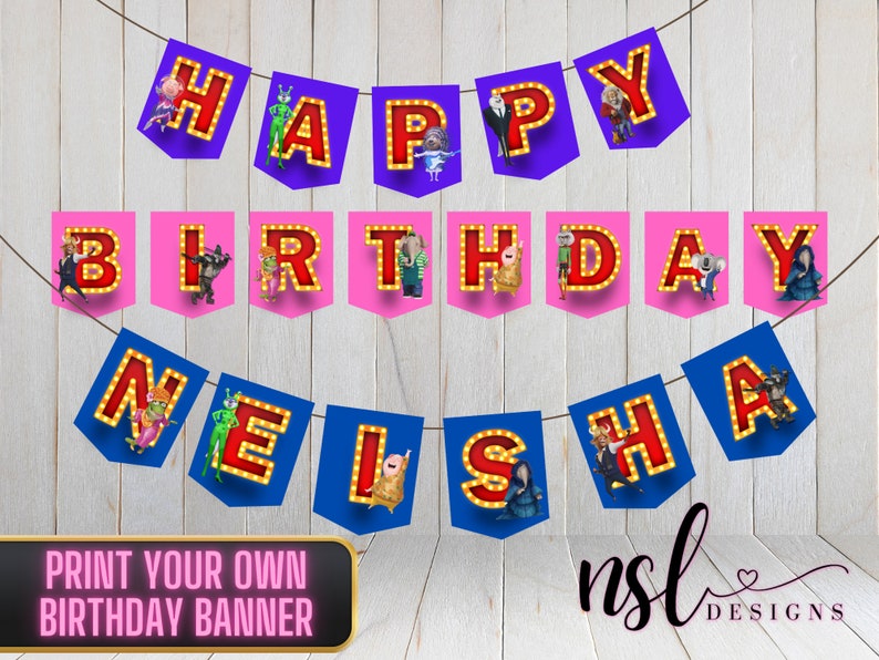 Sing 2 HAPPY BIRTHDAY BANNER Party Decorations Print Your - Etsy