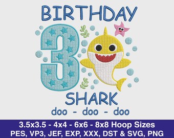 Baby Shark Embroidery Font - Etsy