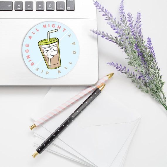 Binge All Night Sip All Day Iced Coffee 3 Sticker | Etsy