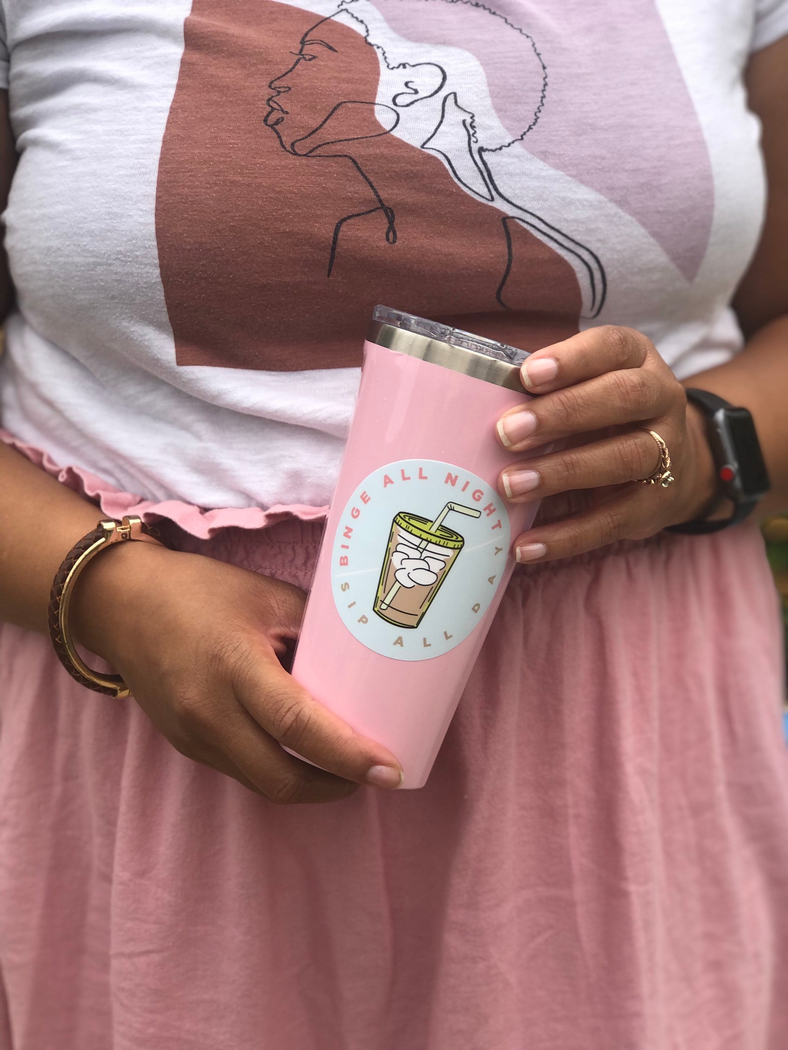 Binge All Night, Sip All Day - Iced Coffee 3" Sticker | TV Lover ...