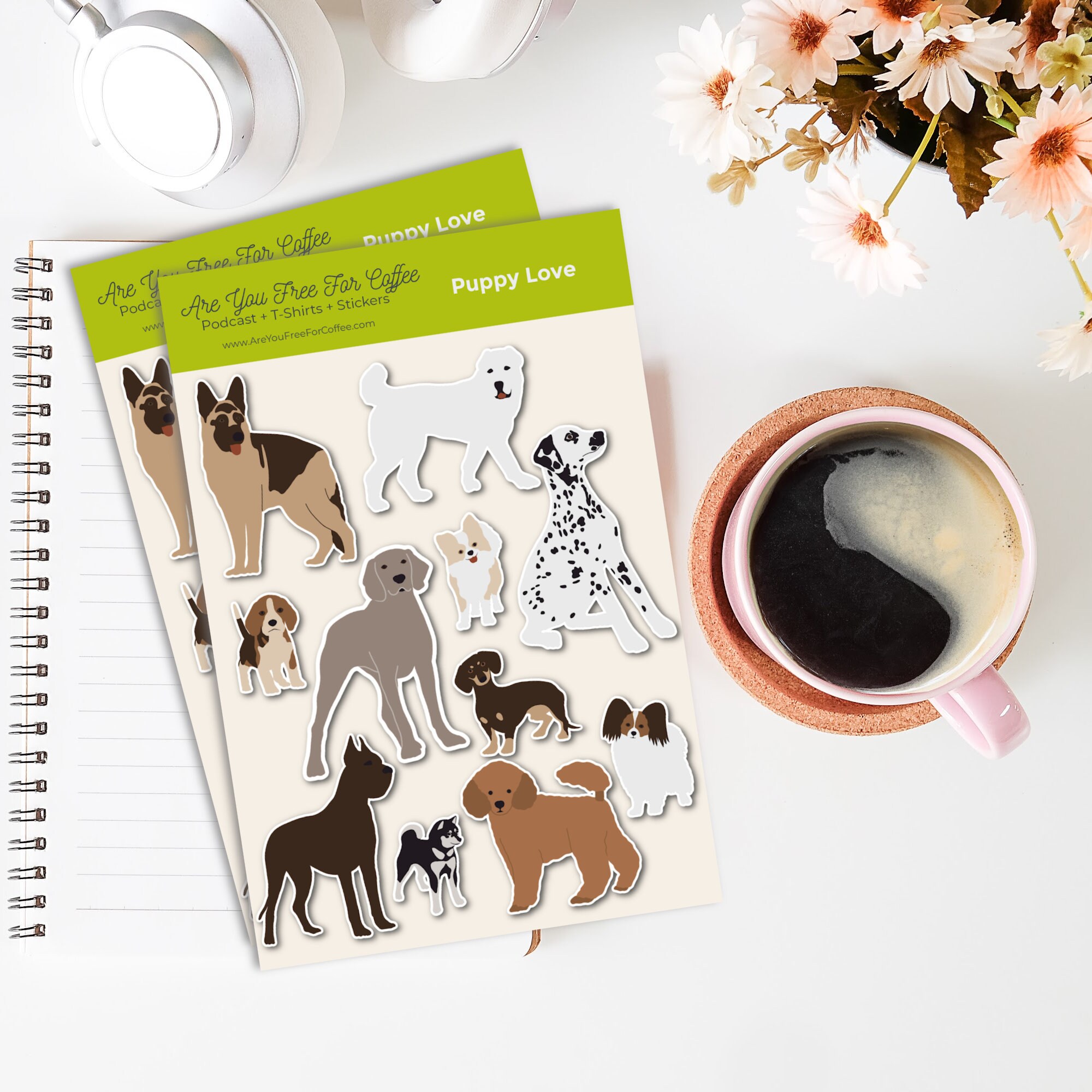 Printable Puppy Love Stickers | Digital Sticker Sheet for Planner | Dog ...