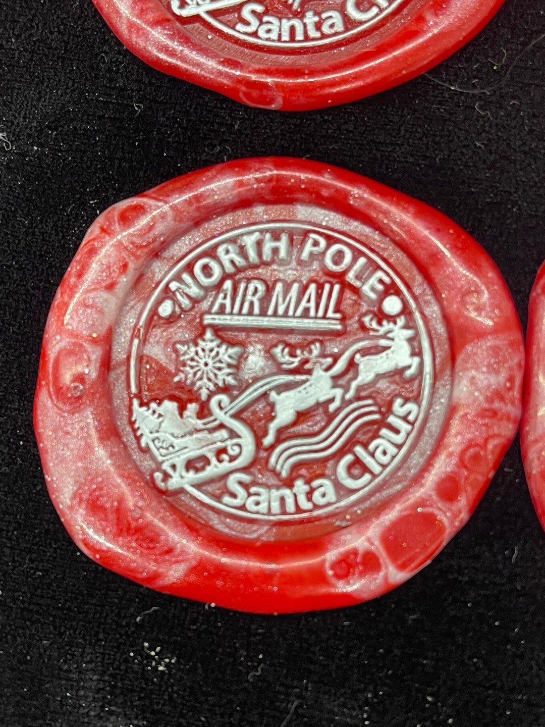 Christmas Santa North Pole Sleigh Reindeer Air Mail Seal Place - Etsy