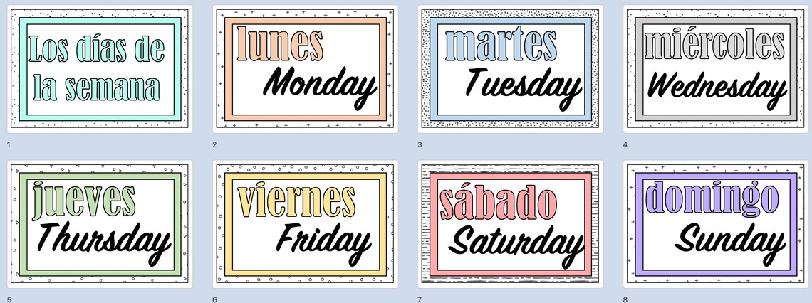 Printable Spanish Posters - Days of the Week - Español - Teaching ...