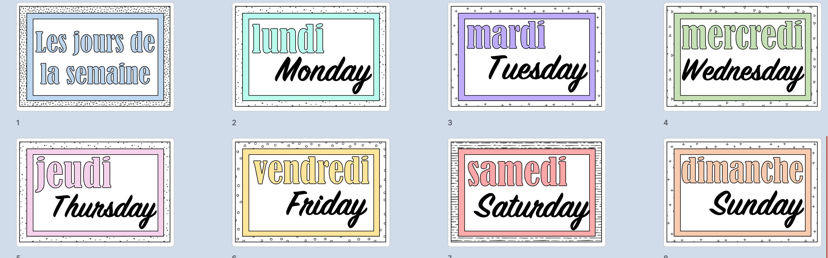 Printable French Posters Days of the Week Teaching Resources Digital ...