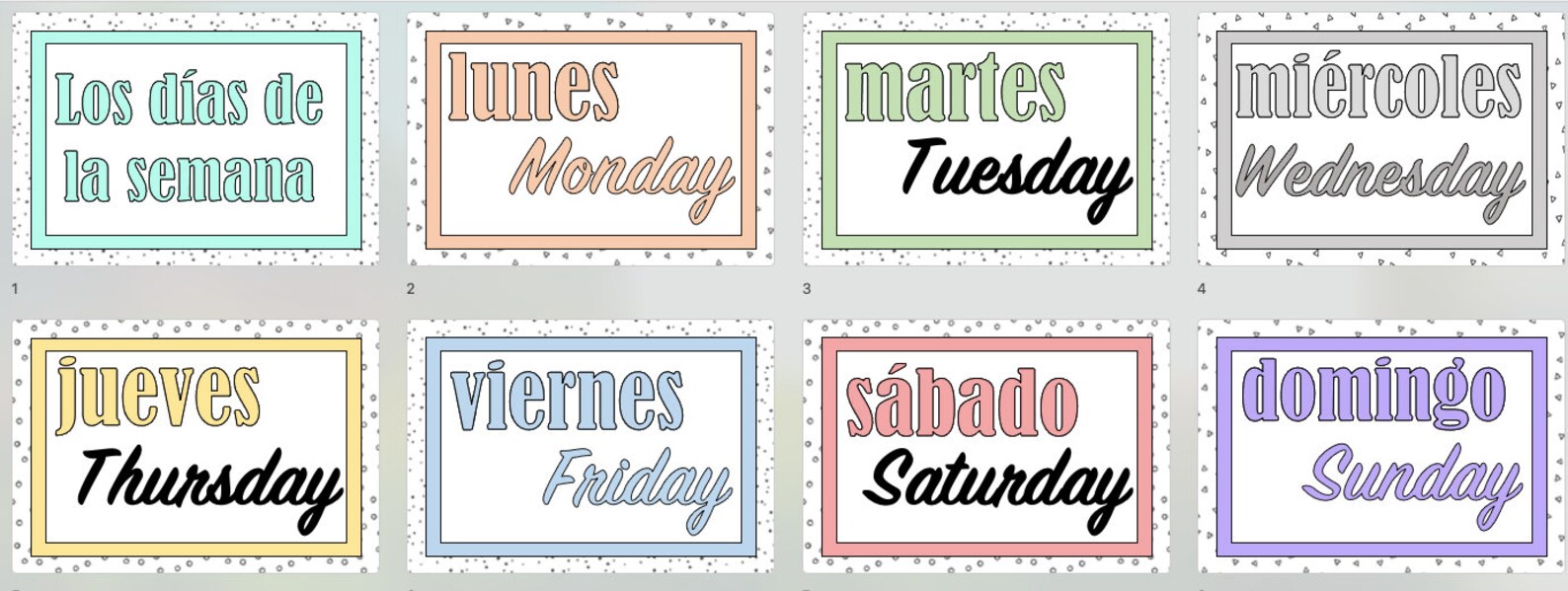 Printable Spanish Posters Days of the Week Español - Etsy