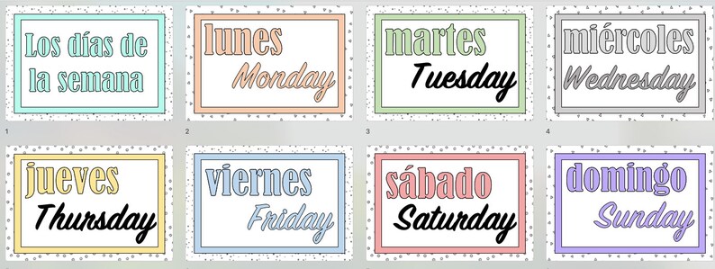 Printable Spanish Posters Days of the Week Español - Etsy