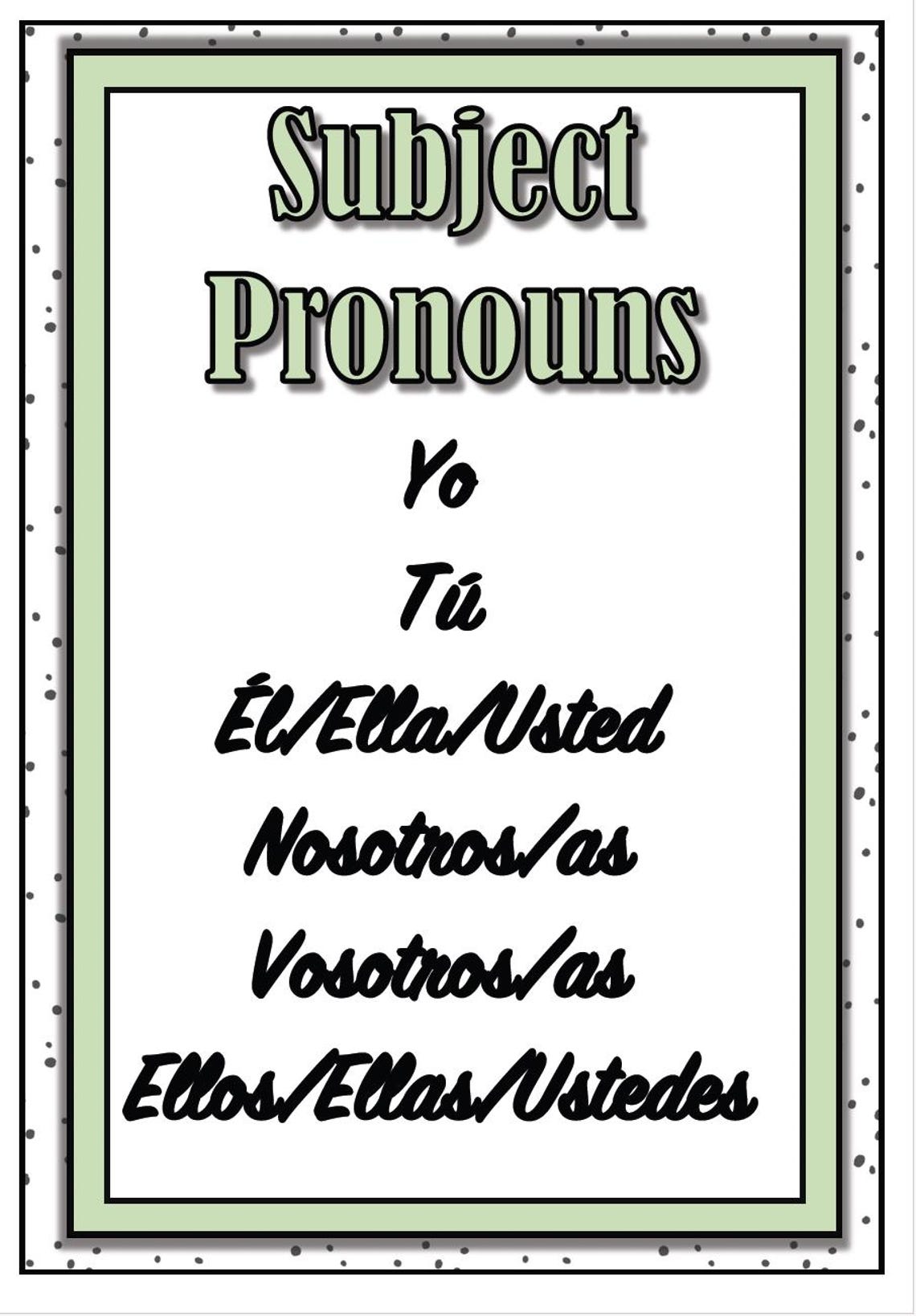 Printable Spanish Posters - Pronouns - Spanish - Teaching Resource ...