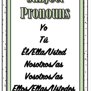 Printable Spanish Posters - Pronouns - Spanish - Teaching Resource ...