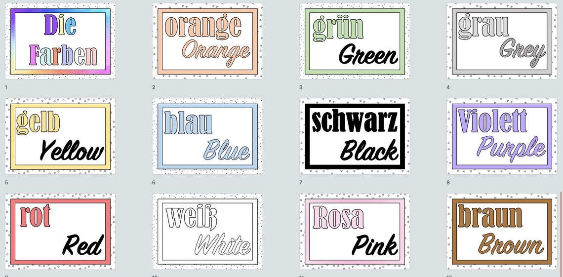 Printable German Posters Colours Die Farben Printable PDF Digital ...