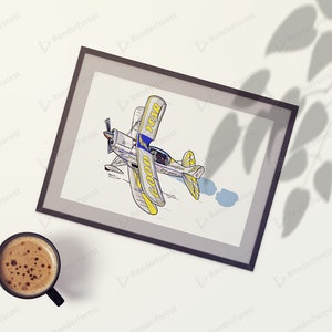 Cartoon Style Pitts Special Printable Aviation Art Gift Wall Art Ideal ...