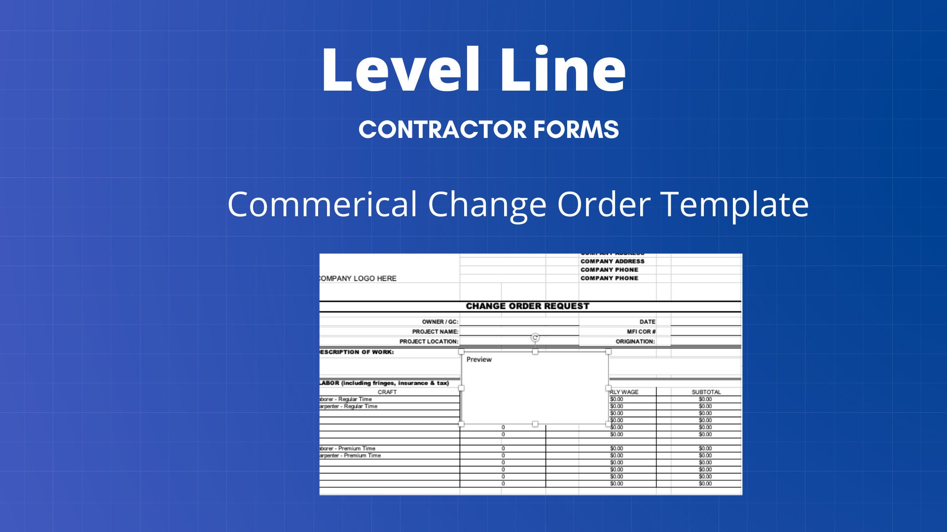 Change Order Form Template Excel