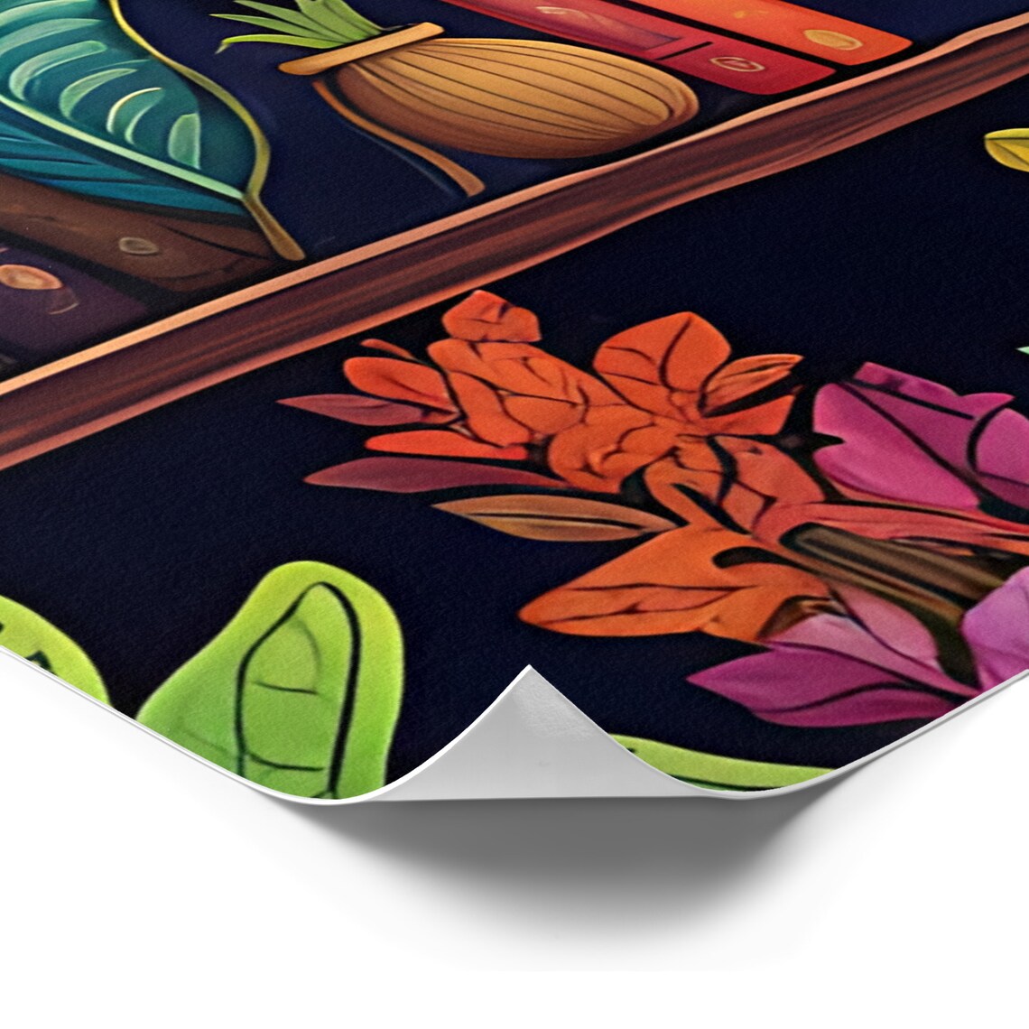 Colorful Book Shelf Library Poster, Print, Wall Art, Wall Hanging ...