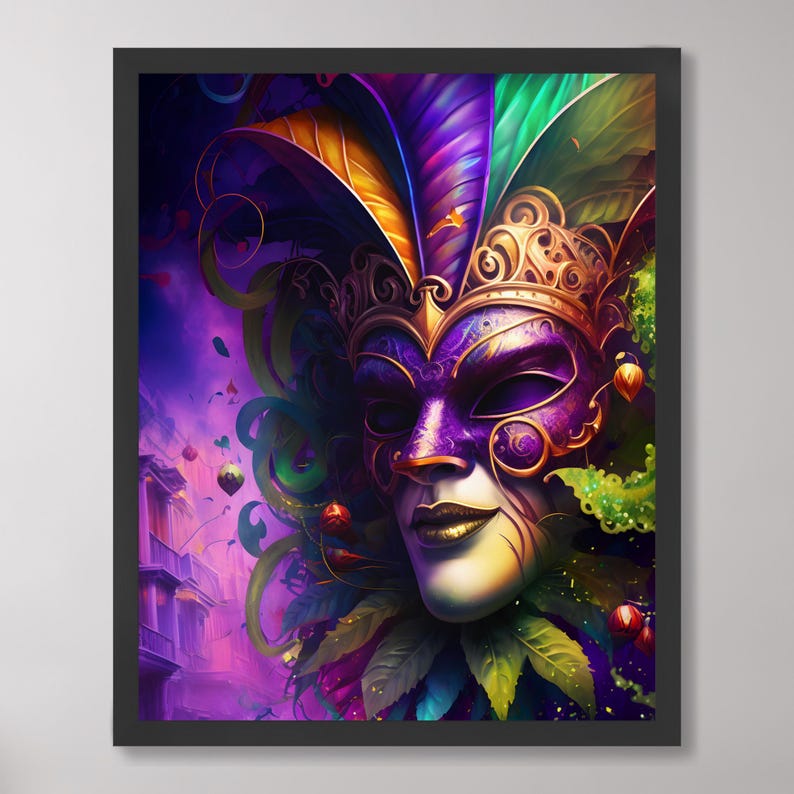 Mardi Gras Mask, Carnivale, Fat Tuesday Poster, Print, Wall Art, Wall ...