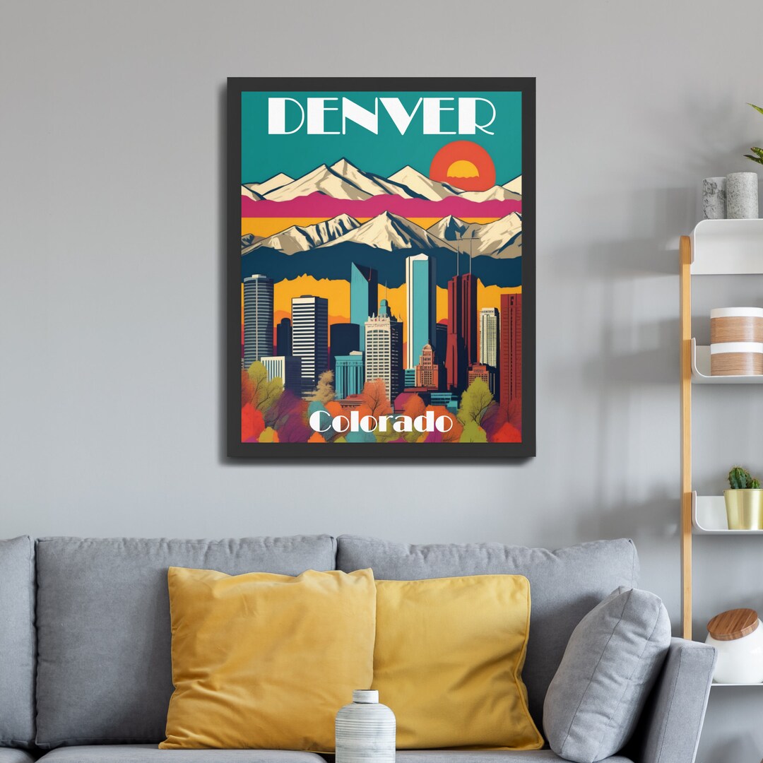 Denver Colorado Skyline Travel Poster, Print, Wall Art, Wall Hanging ...