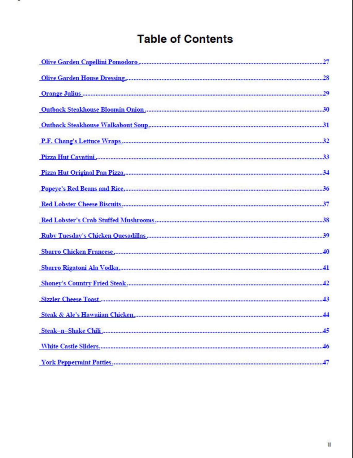 Restaurant Copycat Recipes Ecookbook Recipes - 43 Recipes - Instant PDF ...