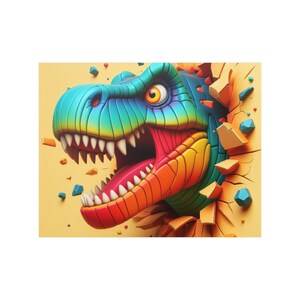 T-rex, Dinosaur 3D PRINTED Smashing Through the Wall - Satin Kid's ...