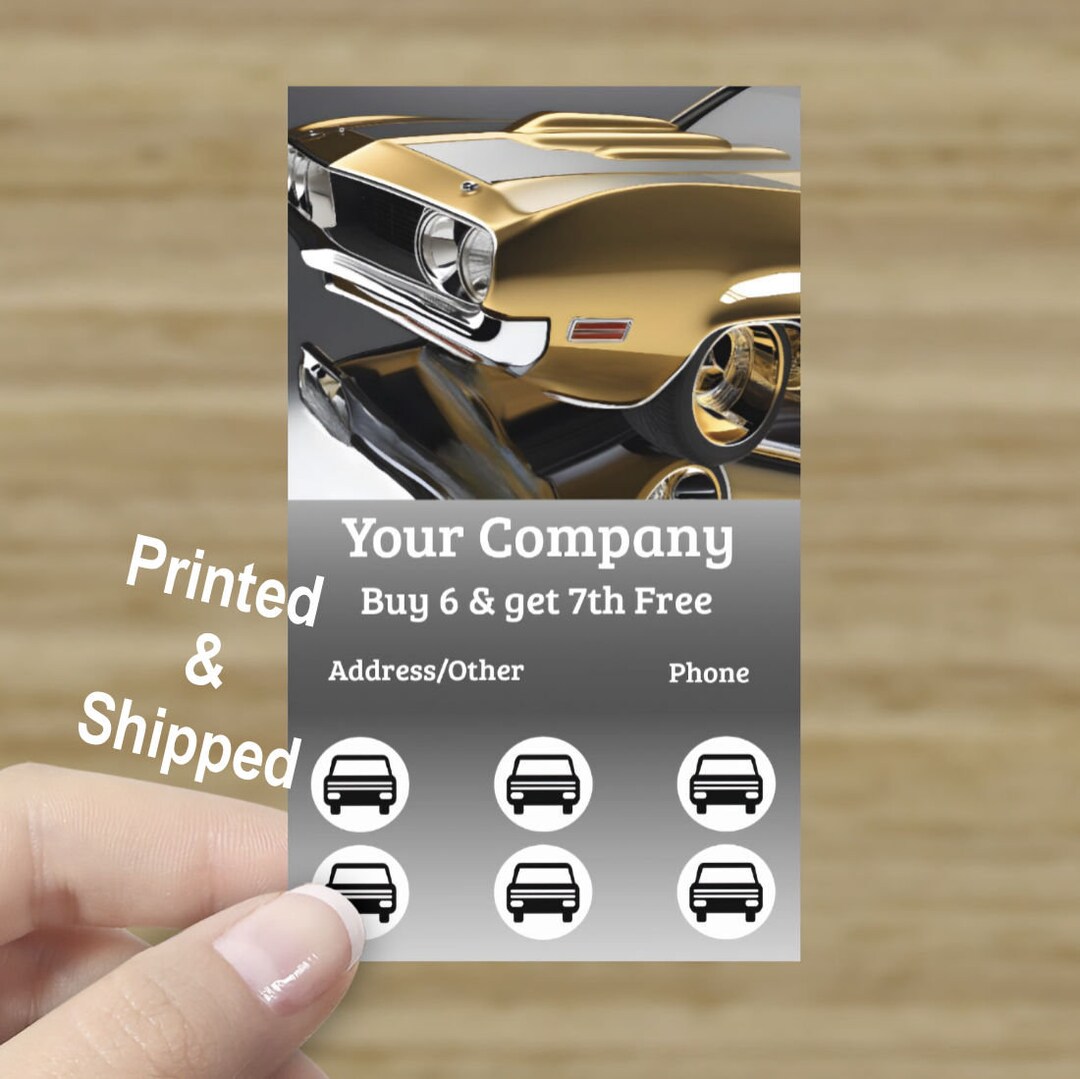 Gold Car Customize Your Company Auto Detailing Loyalty Punch Business ...