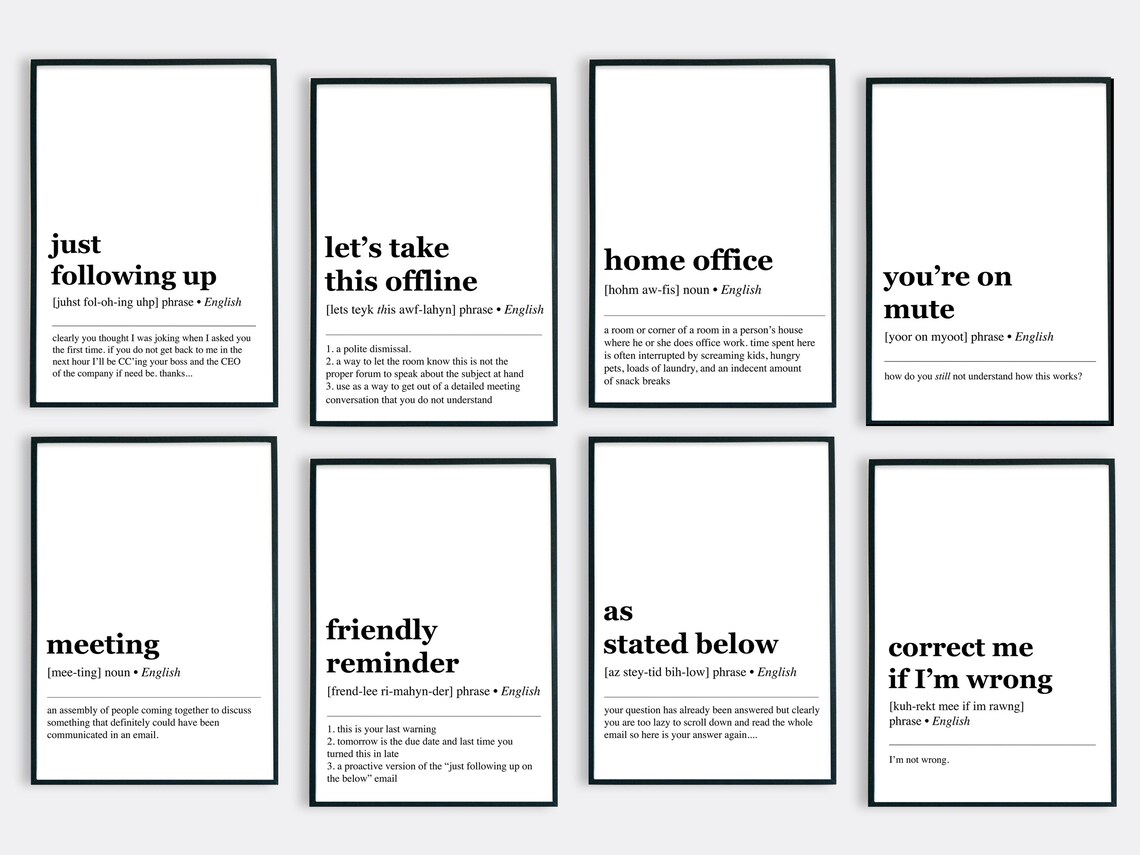 Funny Office Decor | Funny Office Definitions | Office Wall Art ...