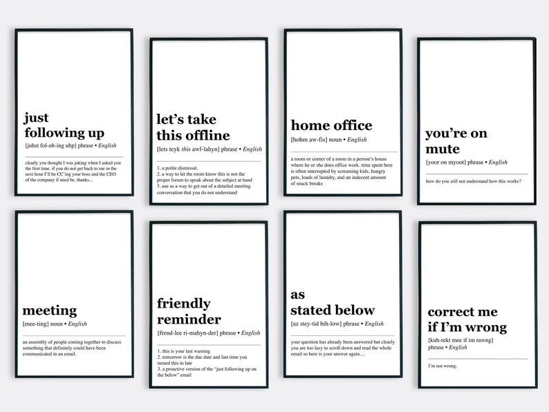 Funny Office Decor Funny Home Office Definitions Office Wall Art Office ...