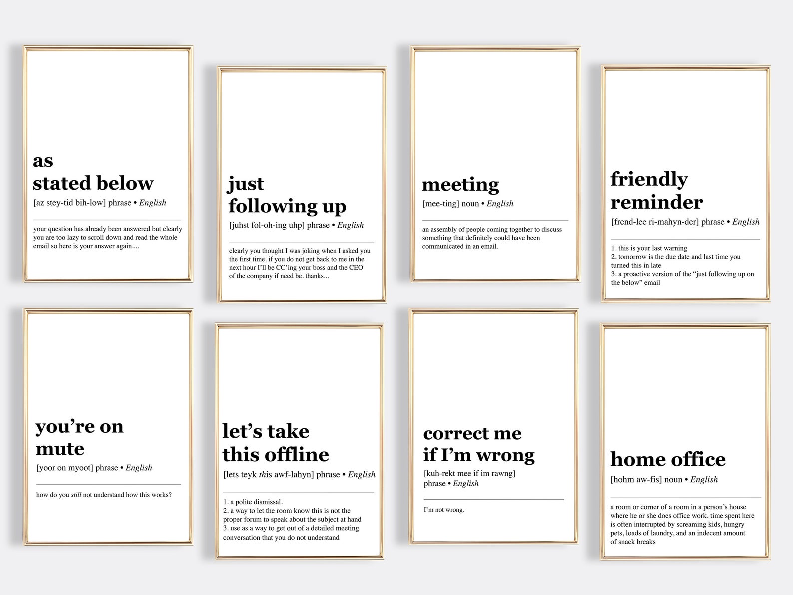 Funny Office Decor | Funny Office Definitions | Office Wall Art ...