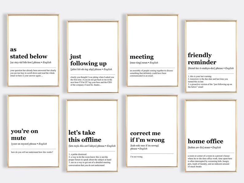 Funny Office Decor | Funny Office Definitions | Office Wall Art ...