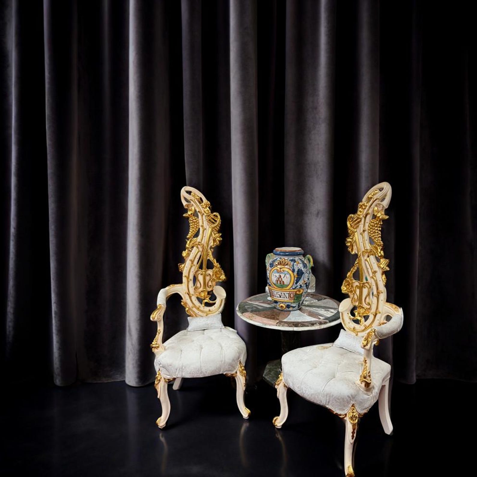 Pair French Throne Chair Lux Solid Wood Handcrafted White/gold - Etsy