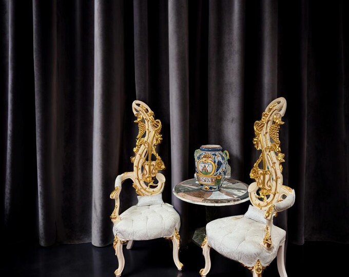 Pair French Throne Chair Lux Solid Wood Handcrafted White/gold - Etsy