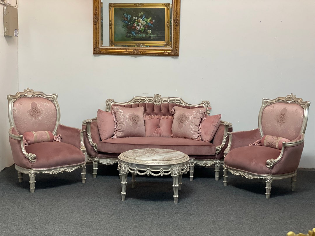 French Style Pink Living Room Set - Etsy