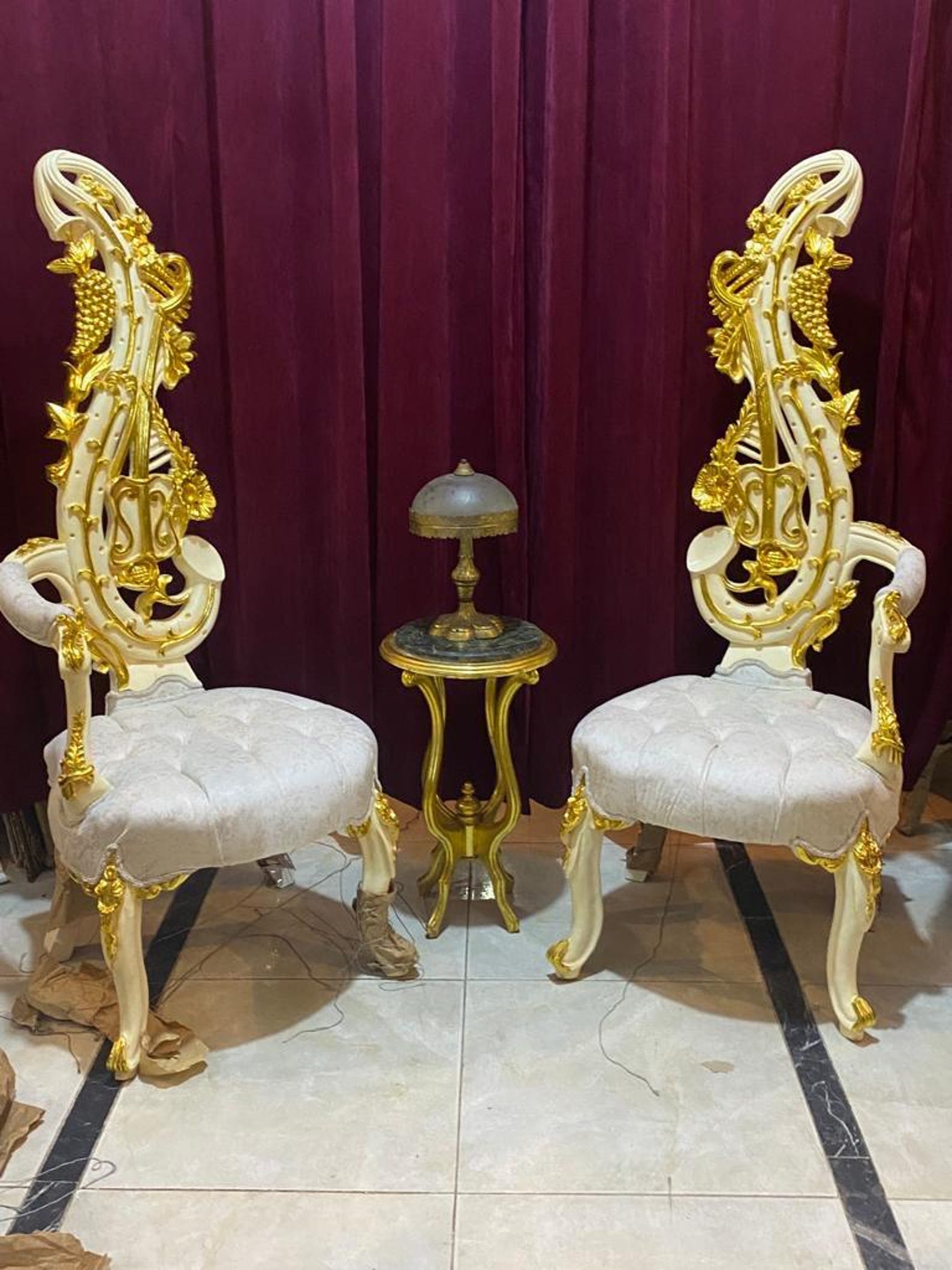 Pair French Throne Chair Lux Solid Wood Handcrafted White/gold - Etsy