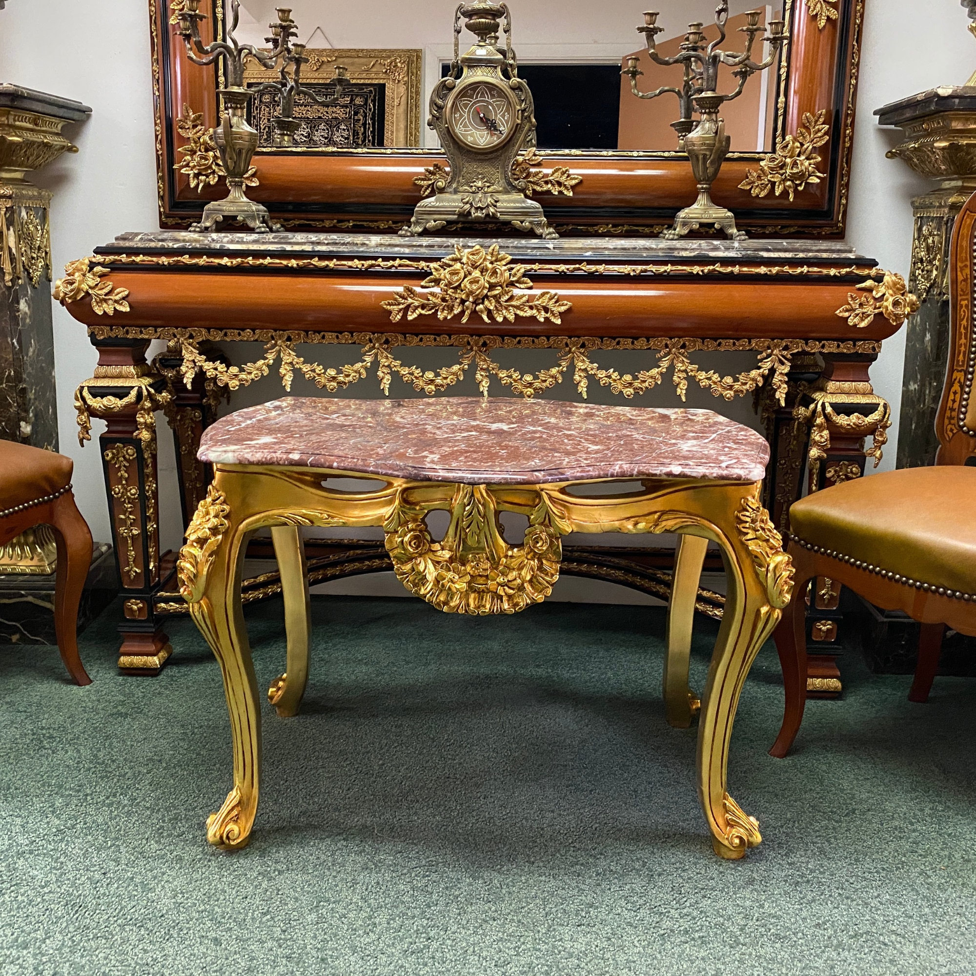 Vintage French Rococo Coffee Table: 24K Gold Leaf, Marble Top - Etsy