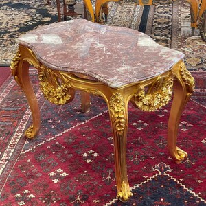 Vintage French Rococo Coffee Table: 24K Gold Leaf, Marble Top - Etsy