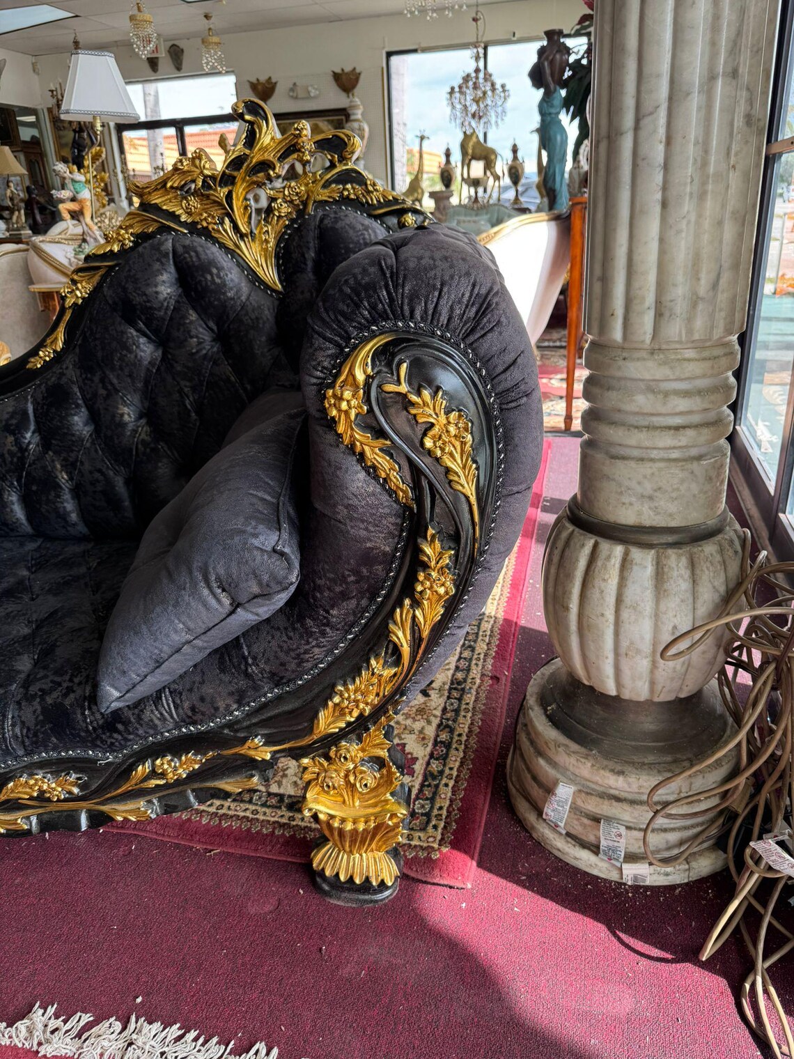 French Style XV Louis Chaise Lounge Black_gold - Etsy