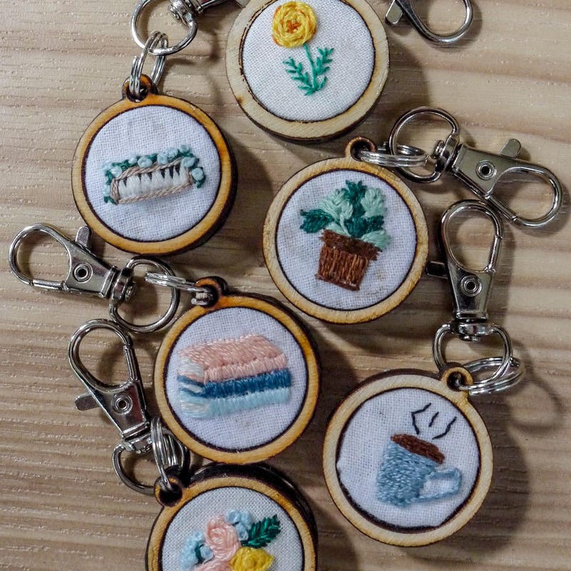 Embroidered Keychain - Etsy