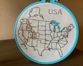 Cross Stitch Map of Usa - Etsy