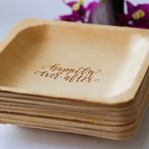 Happily Ever After Disposable Wood Wedding Plates (5.5" X 5.5", 50-pack ...