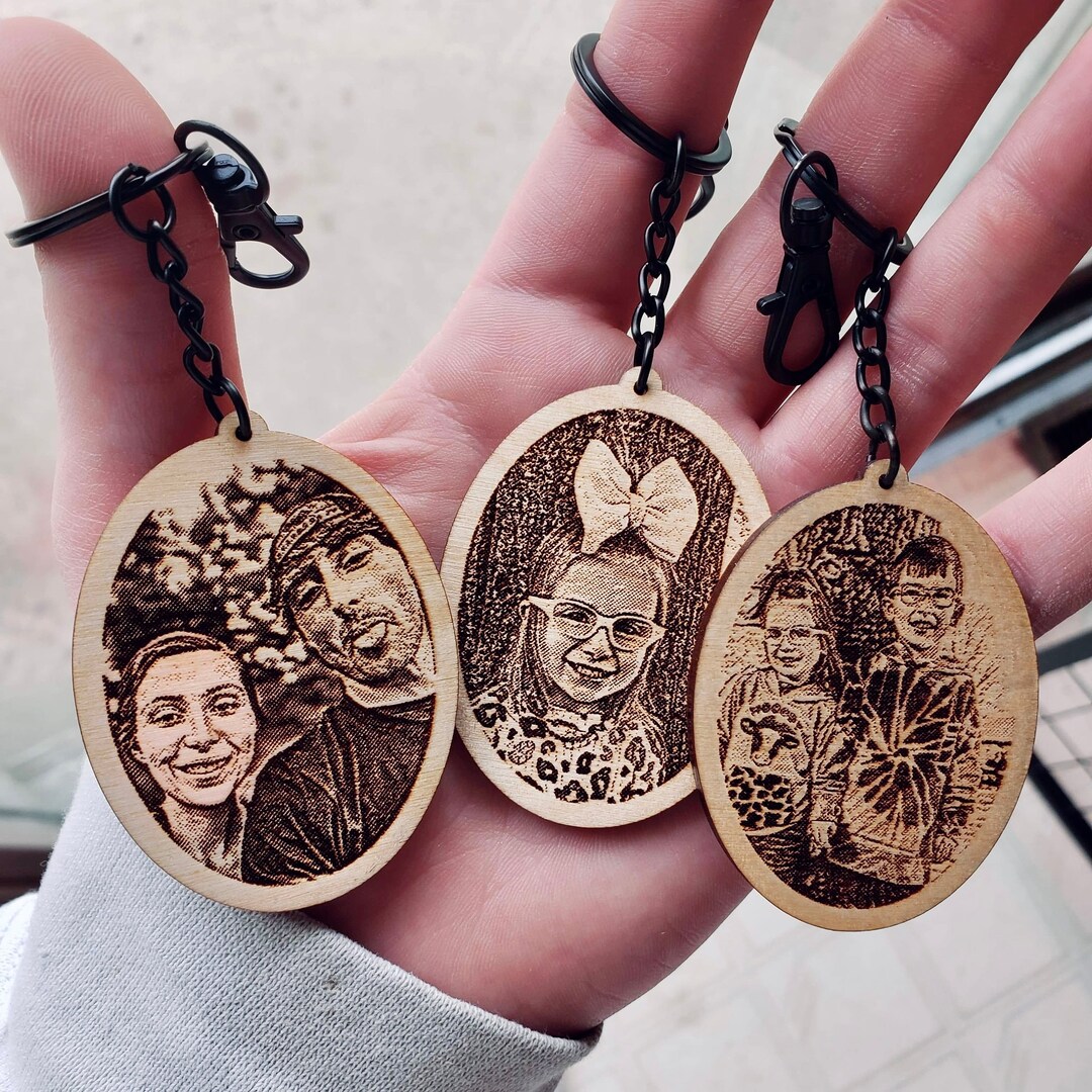 Custom Engraved Wood Photo Keychain: Personalized Keepsake Gift - Etsy