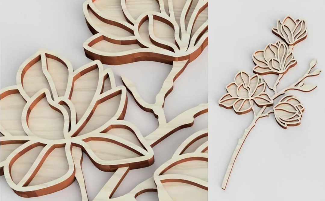 Laser Cut Vector Files SVG CNC Flower Svg Multilayered Flower Cnc 3D ...