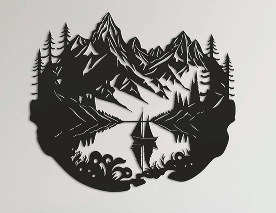 Laser Cut Vector Files SVG CNC Panel Svg Mountain Svg Ship Cnc Sea Cnc ...
