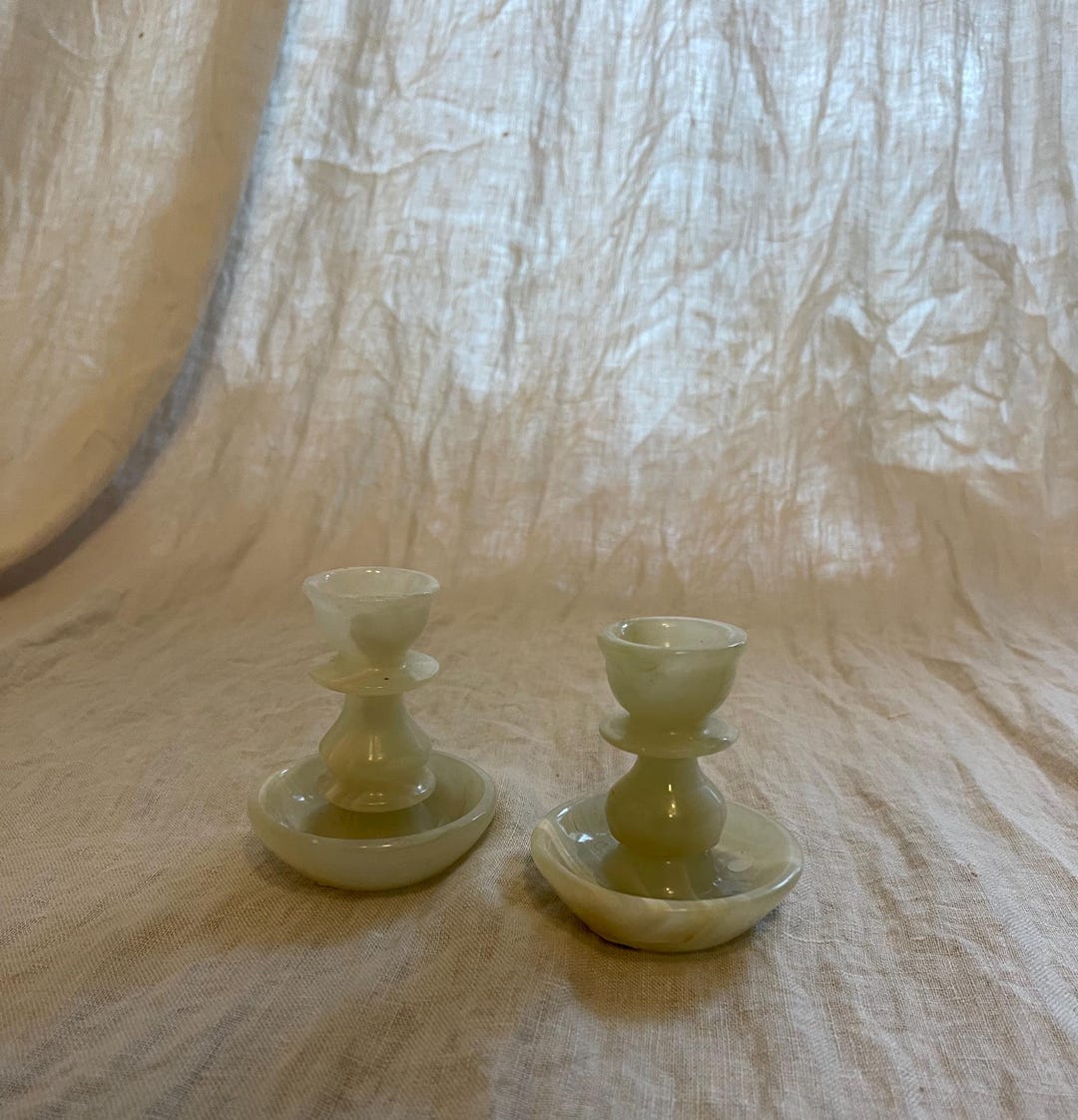 Alabast Candle Holders | Alabaster Candle | Vintage Alabaster - Etsy