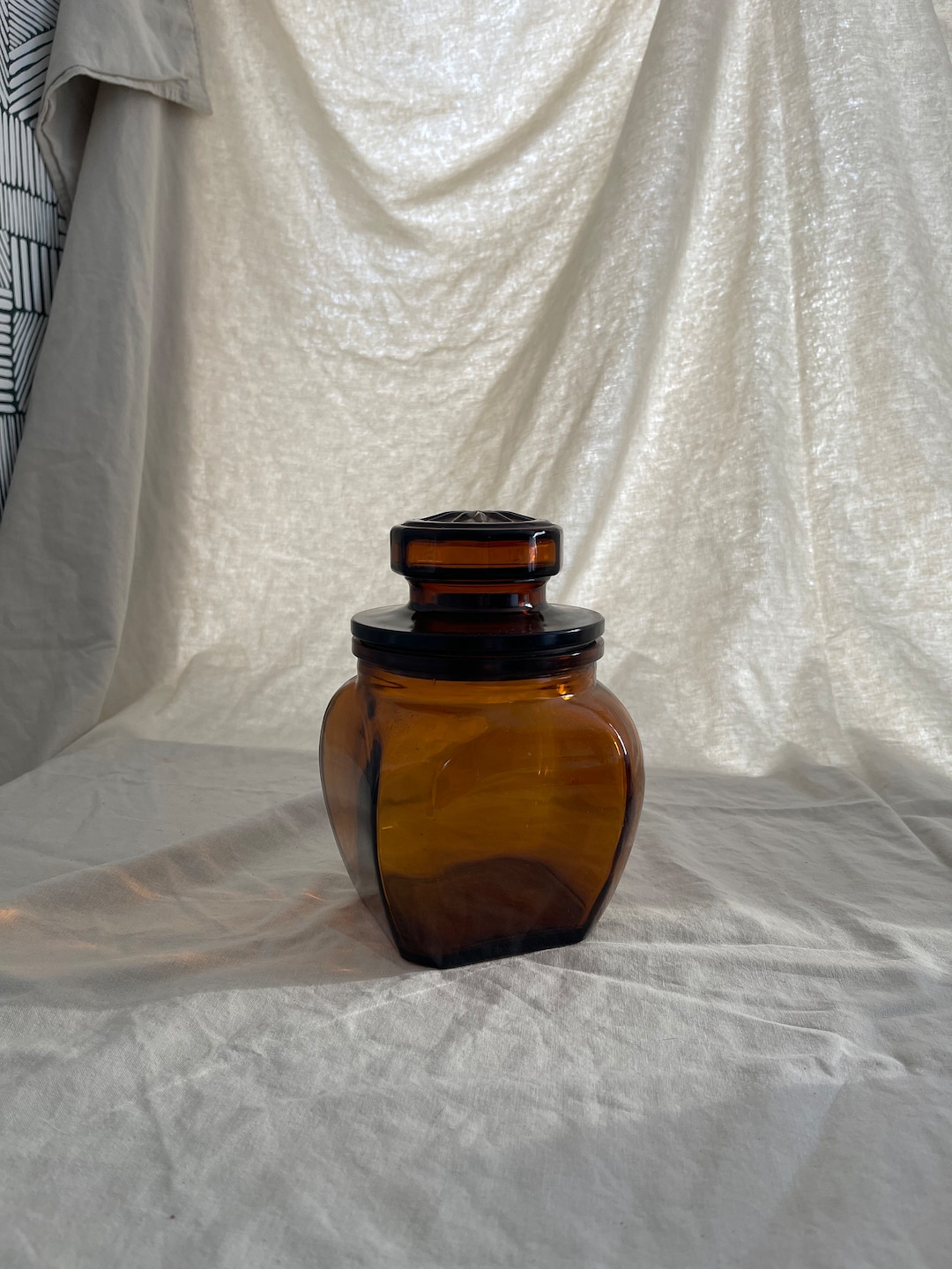 Amber Glass Jar Vintage Amber Glass Amber Glass Container Made in ...