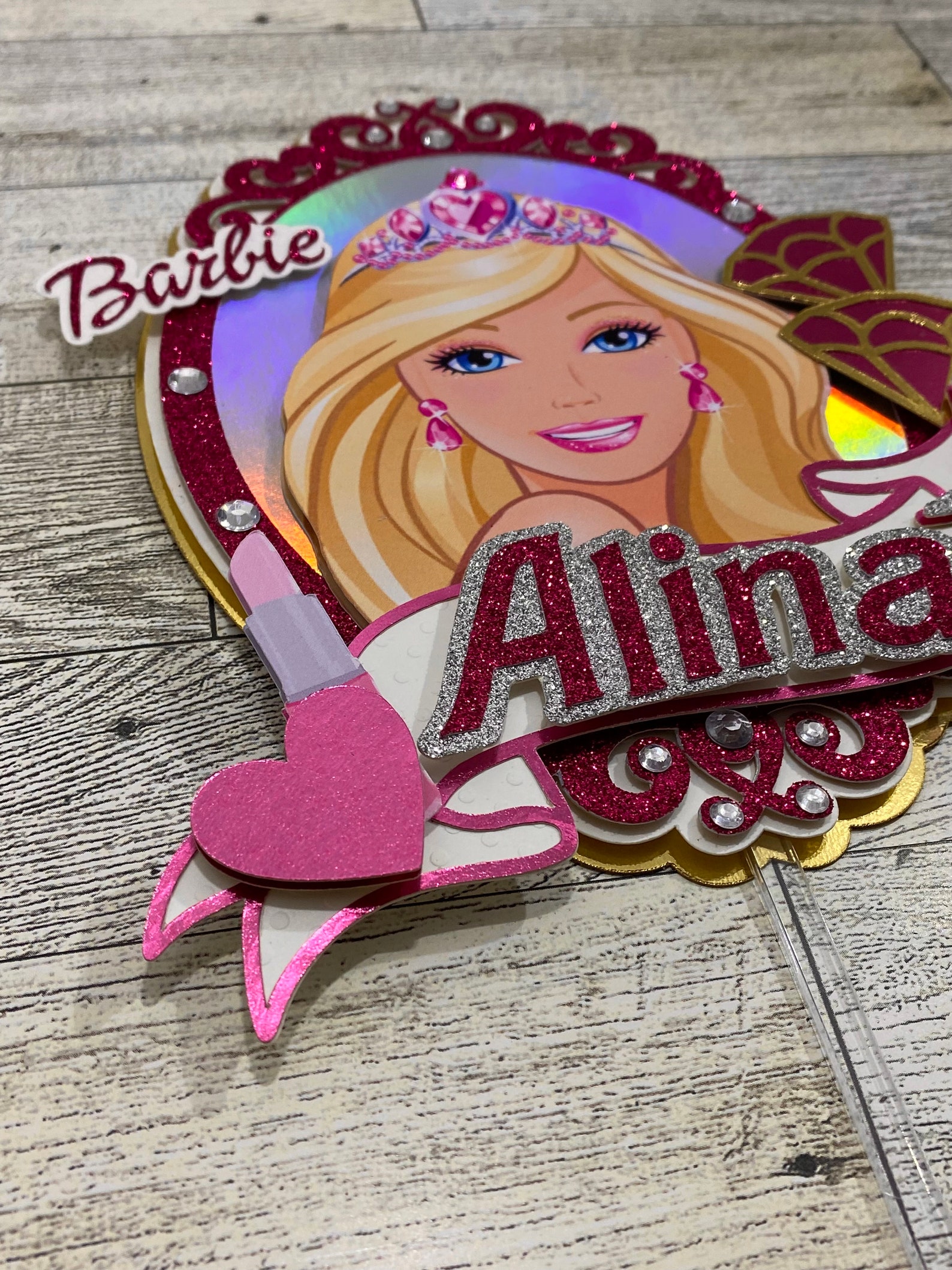 Pink Doll Cake Topper Doll Cake Topper , Pink Cake Topper , Pink ...