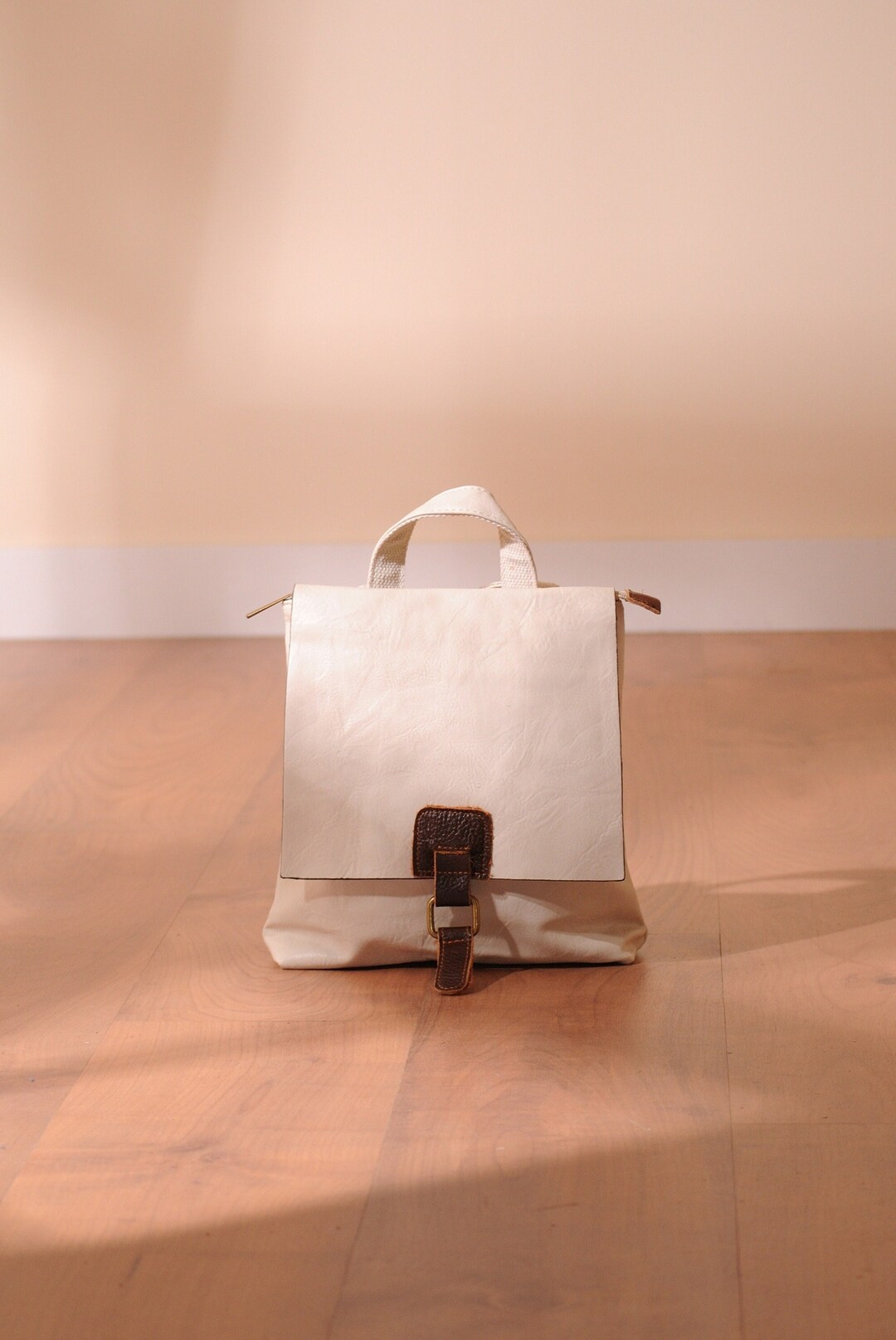 Leather Backpack Women White Leather Backpack Ecological Leather ...