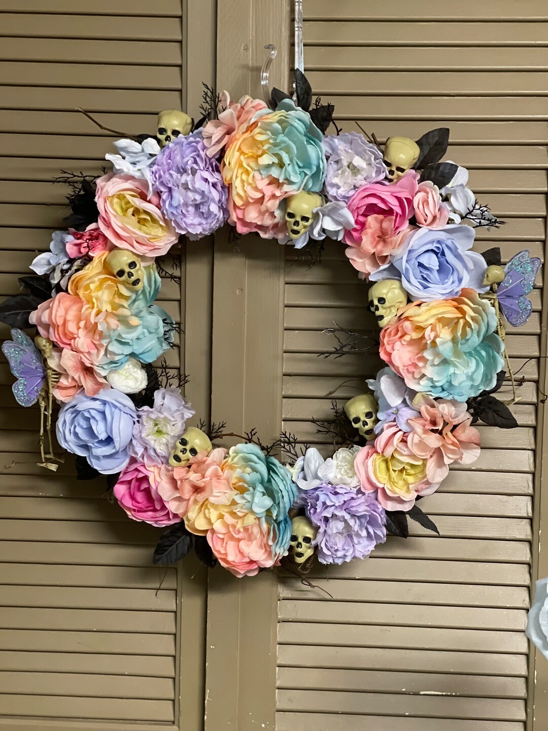 Halloween Wreath Pastel Skeletons - Etsy